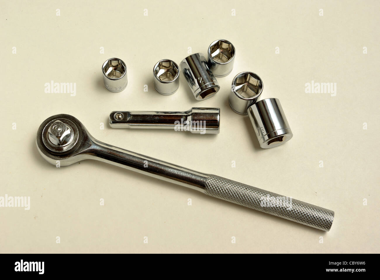 sockets and driver set on a white background Stock Photo - Alamy