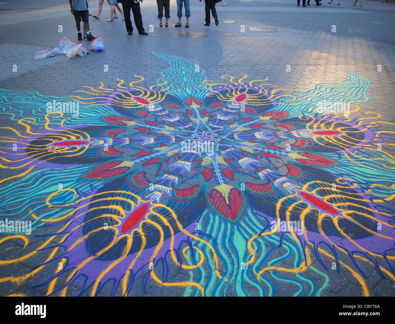 Chalk art on street, Union Square, New York City Stock Photo - Alamy