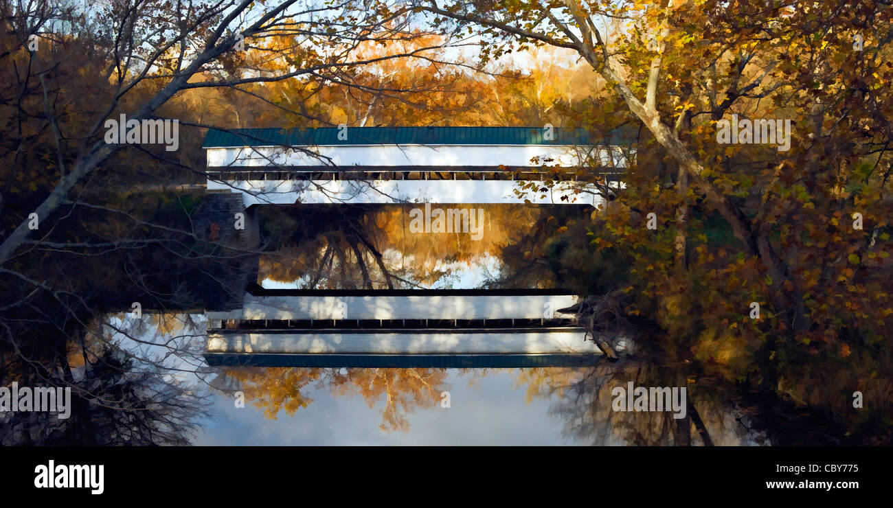 Illustration of Westport Covered Bridge on Sand Creek in Decatur County ...