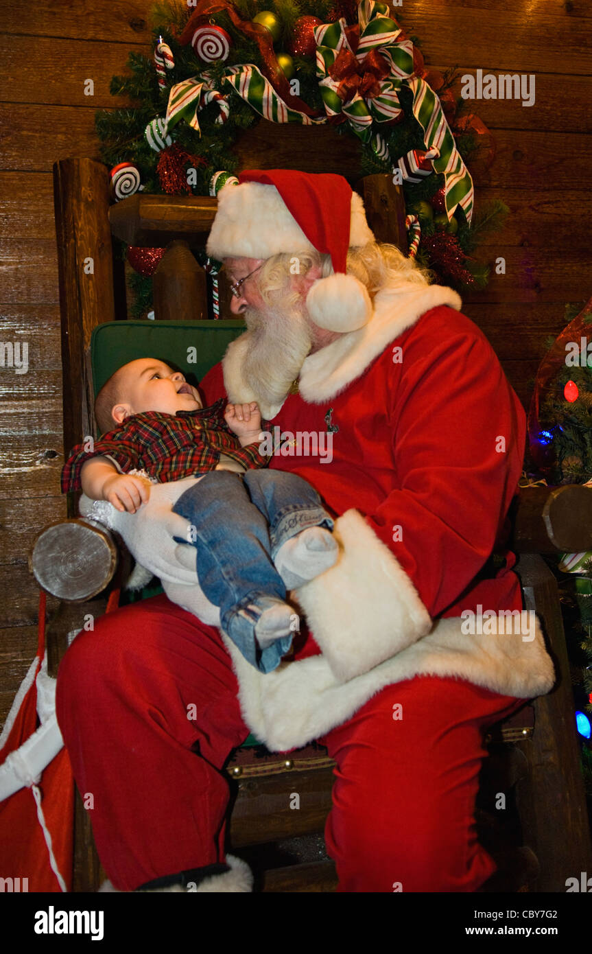 Eight Month Old Baby Boy With Santa Claus Stock Photo - Alamy