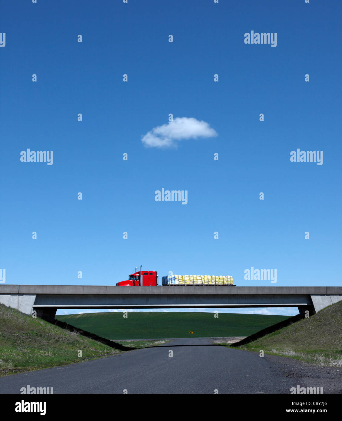 Truck and trailer on Bridge Stock Photo - Alamy