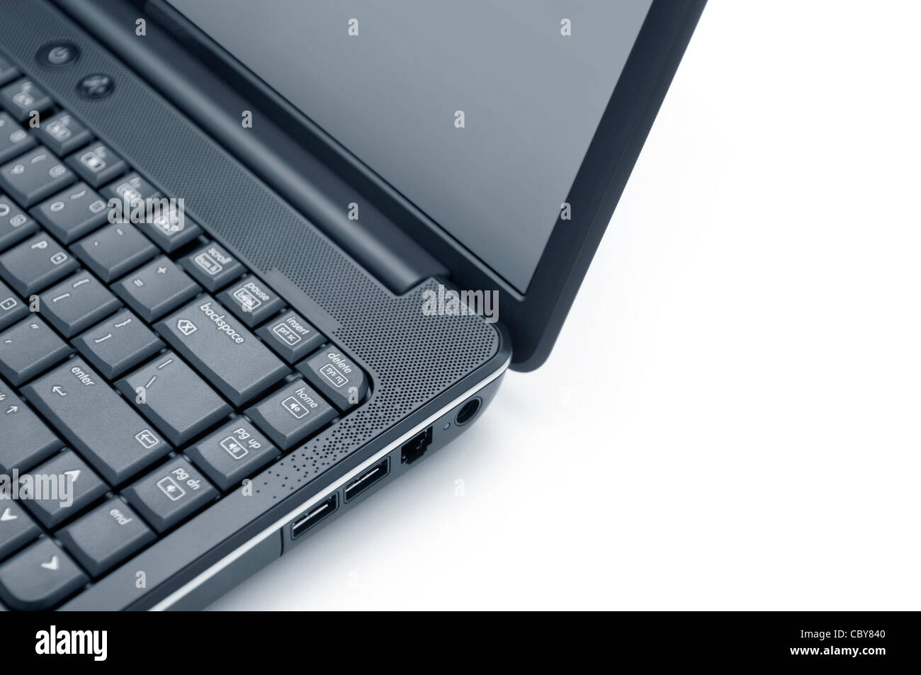 Close-up laptop isolated on white with copy space Stock Photo - Alamy