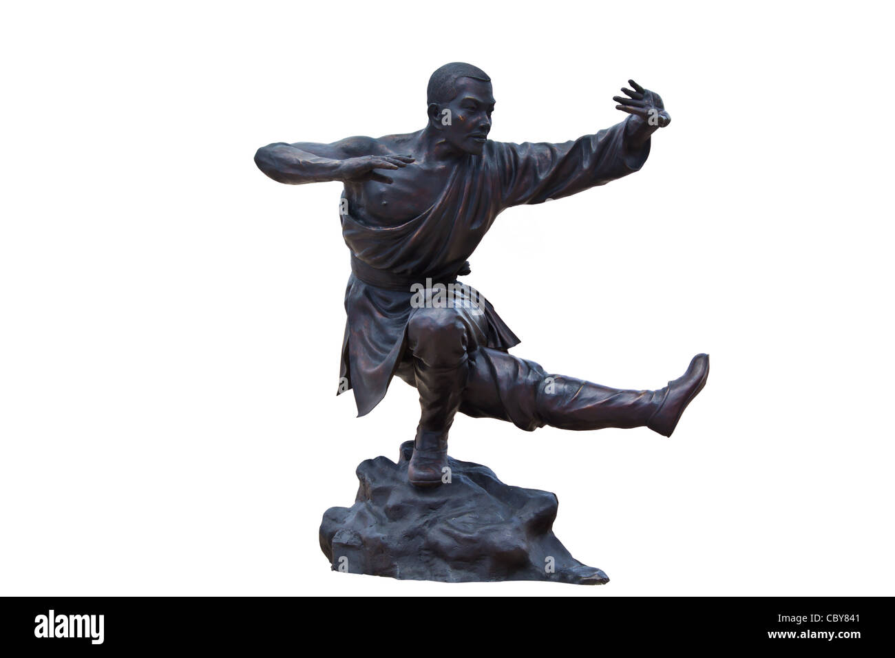 Shaolin warriors monk Kung Fu Statue On White Background Stock Photo ...