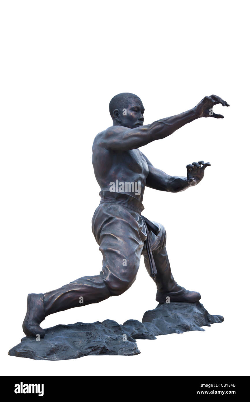 Shaolin warriors monk Kung Fu Statue On White Background Stock Photo ...