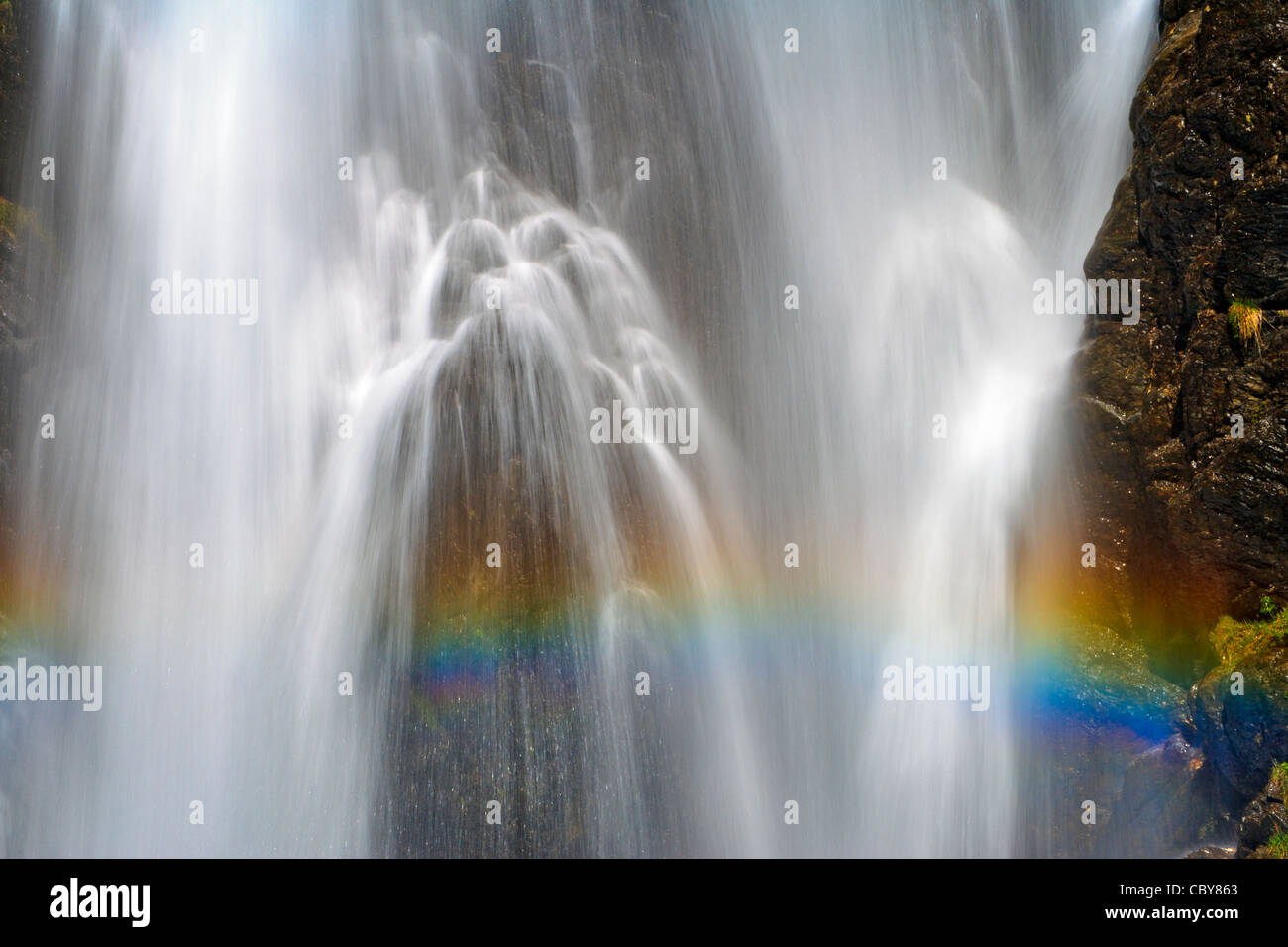 Waterfall, Cascade de Sauth deth pish, Vall d'Aran, Pyrenees, Catalonia ...