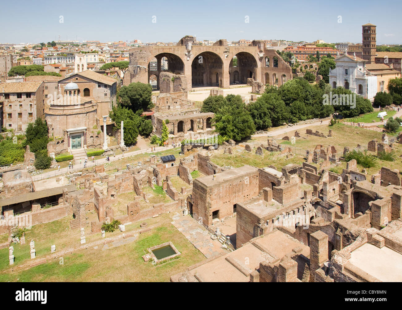 ruins of the ancient and famous roman forum in the city of Rome Stock ...