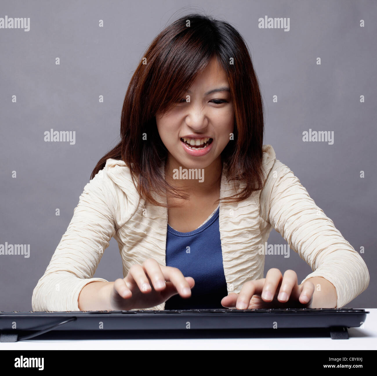 Office Lady Uses Notebook Computer High Resolution Stock Photography ...