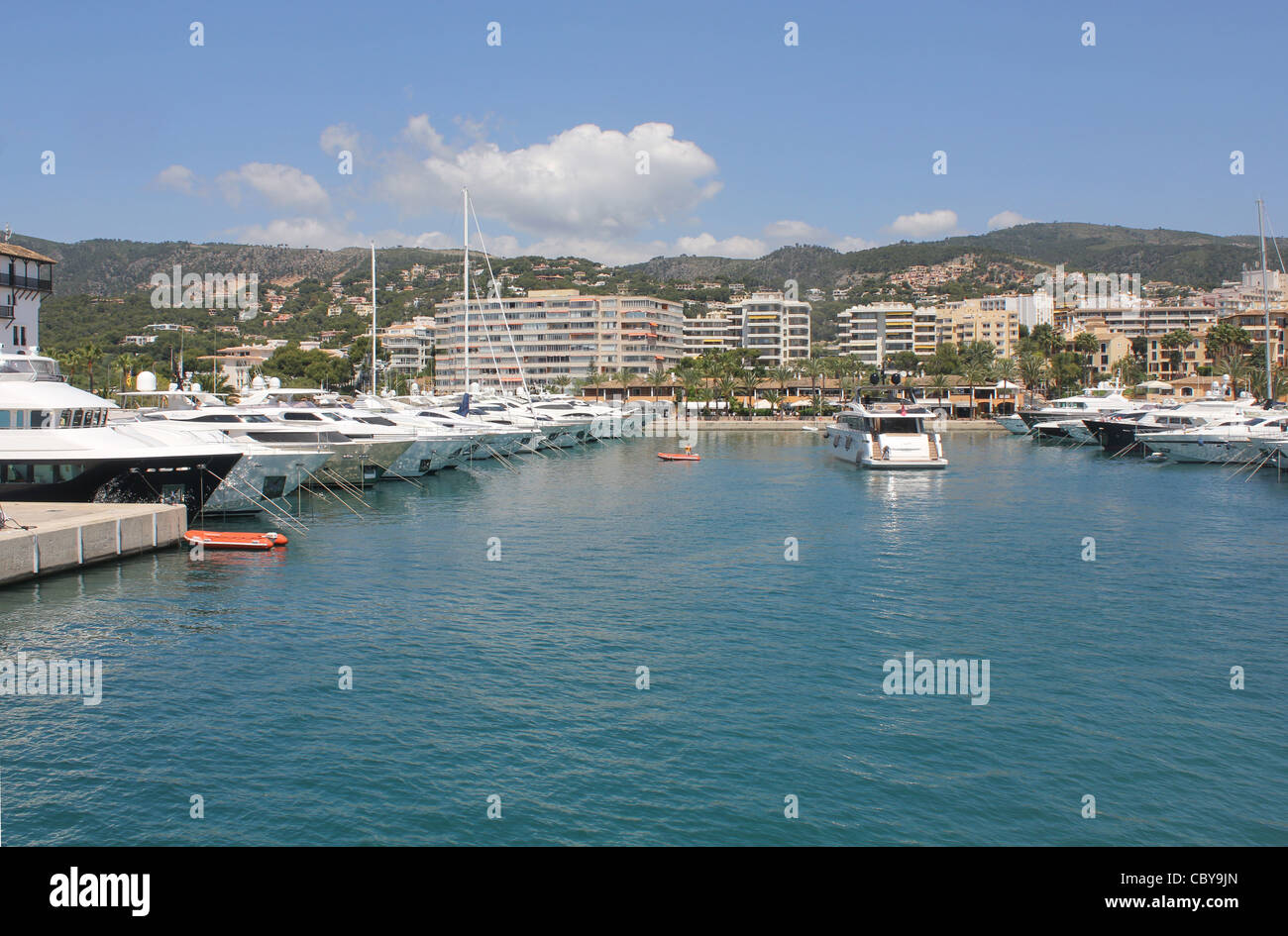 Luxury Superyachts In Puerto Portals Marina High Resolution Stock ...