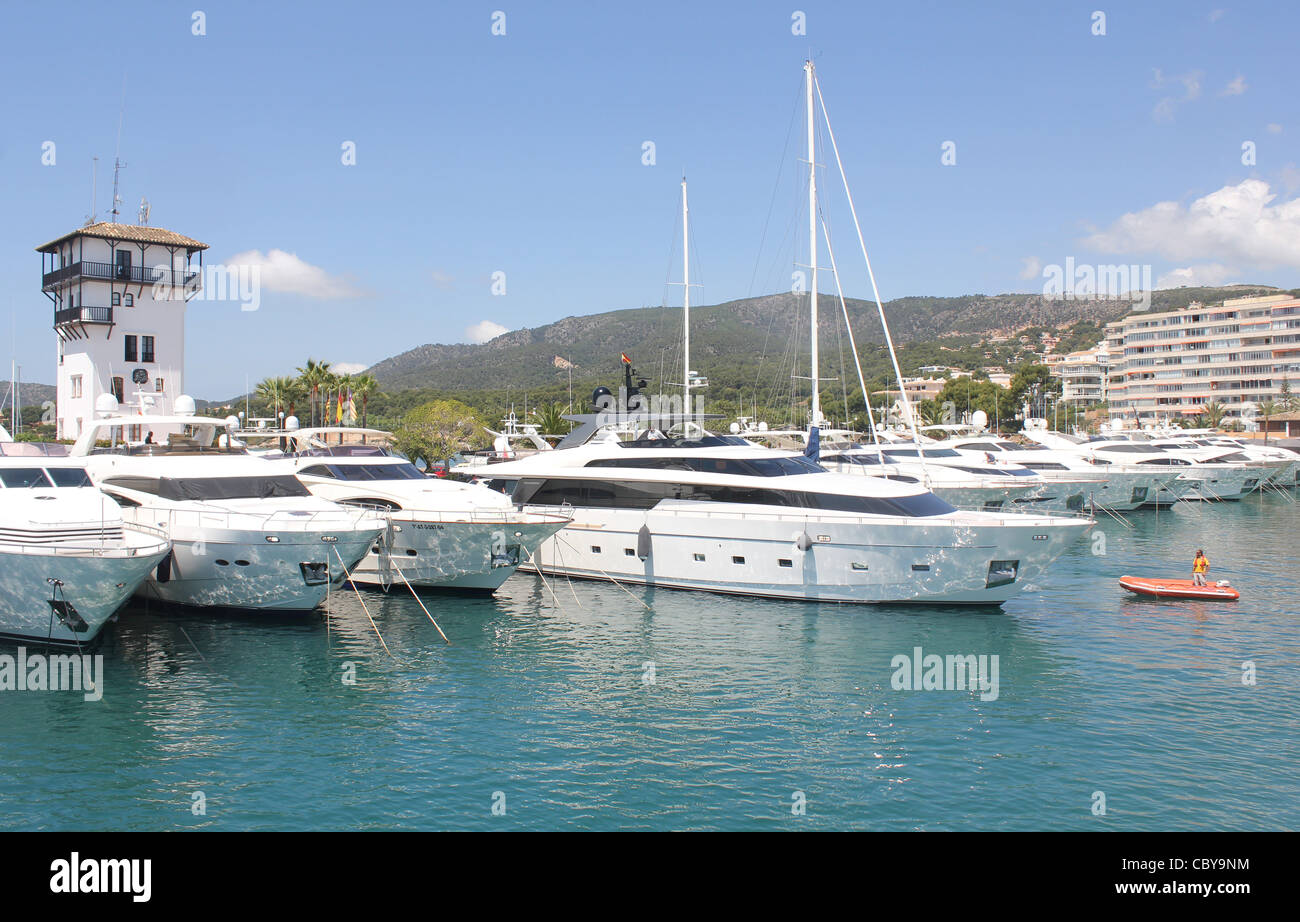 Puerto Portals Marina - view from the flybridge of a luxury SANLORENZO ...