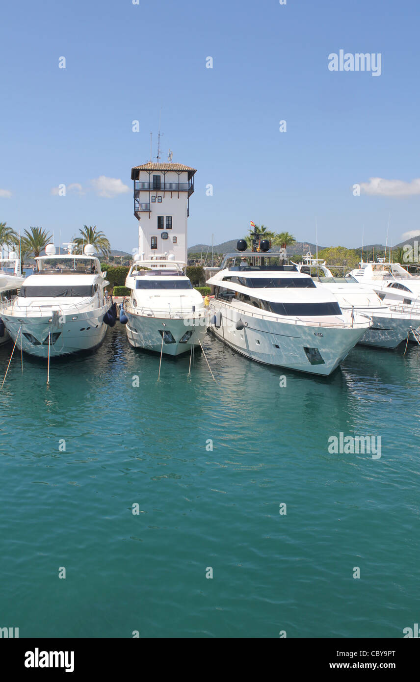 Puerto Portals Marina - view from the flybridge of a luxury SANLORENZO ...