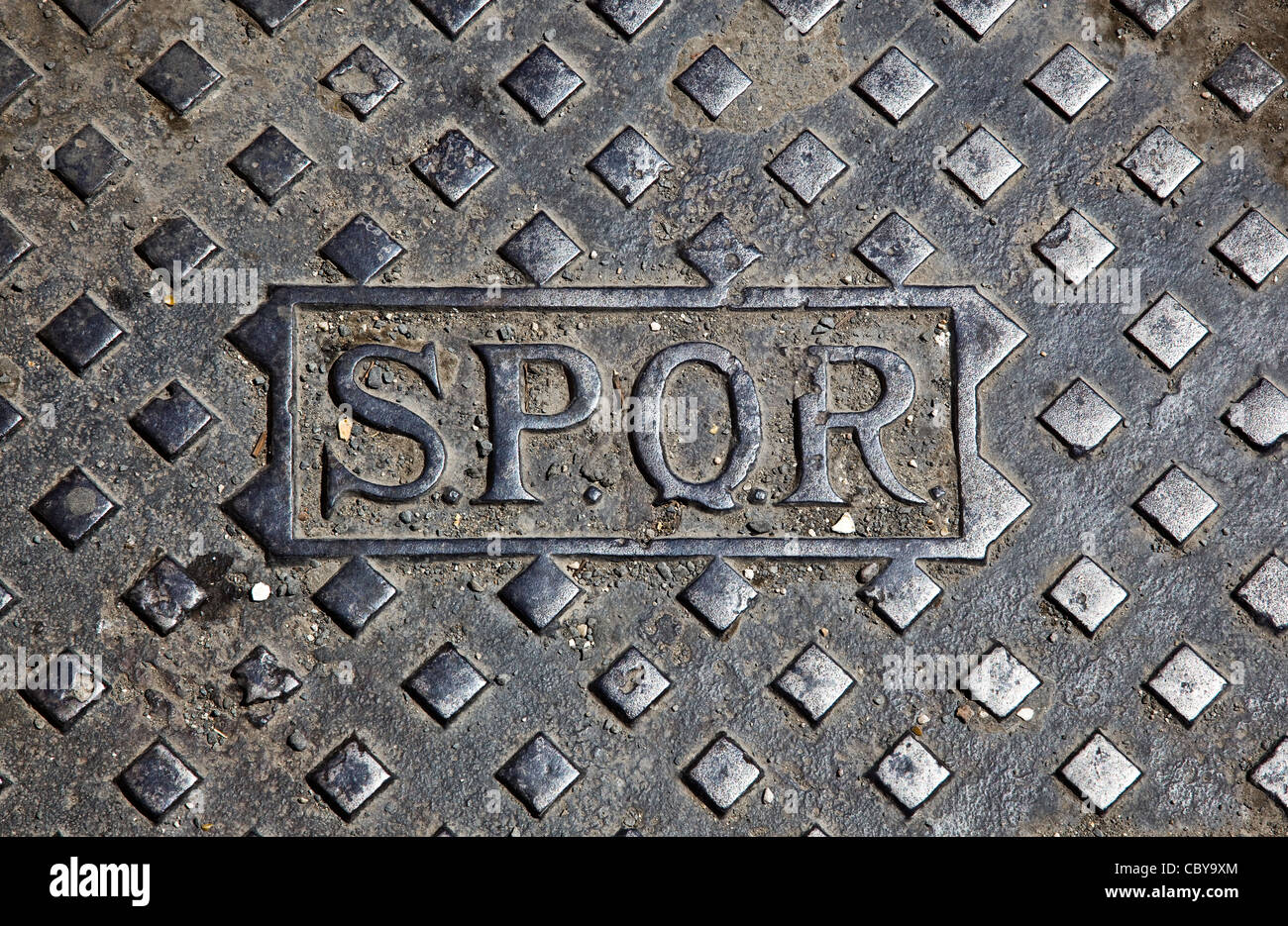 sewer in Rome with SPQR inscription famous since the roman empire Stock ...