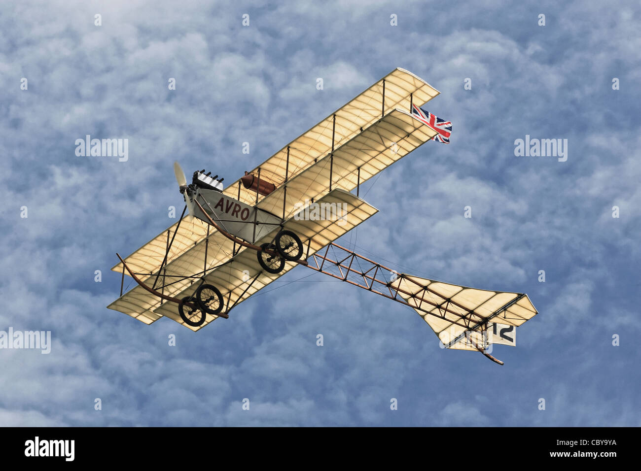 An old edwardian flying machine the Avro Triplane Stock Photo - Alamy