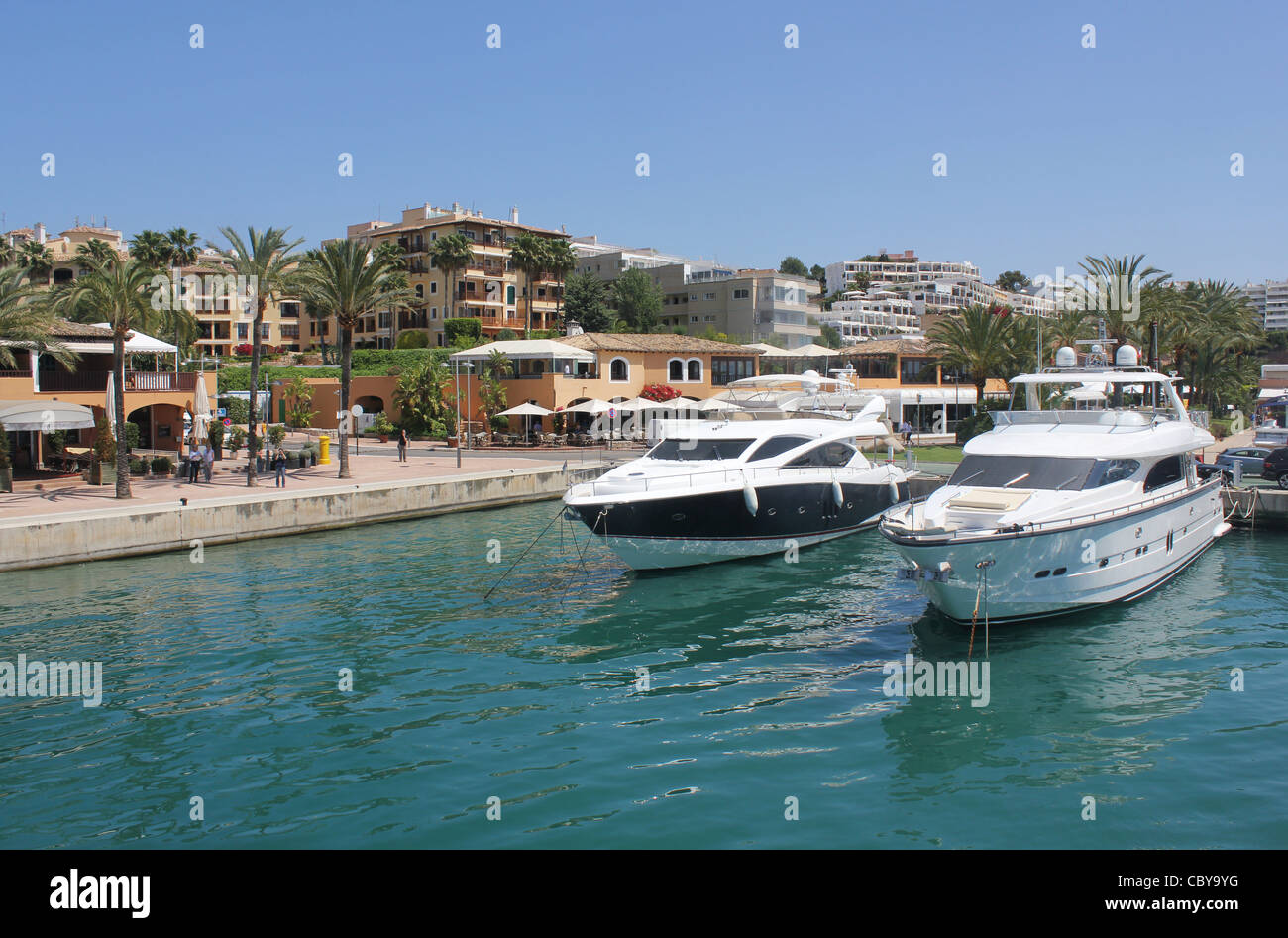 Puerto Portals Marina - view from the flybridge of a luxury SANLORENZO ...