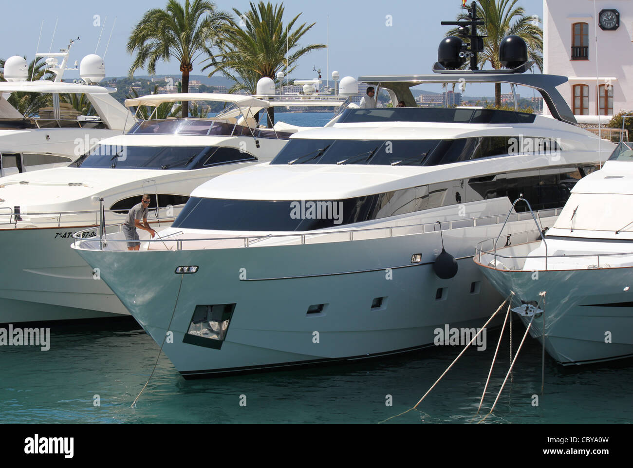 Luxury Superyachts In Puerto Portals Marina High Resolution Stock ...