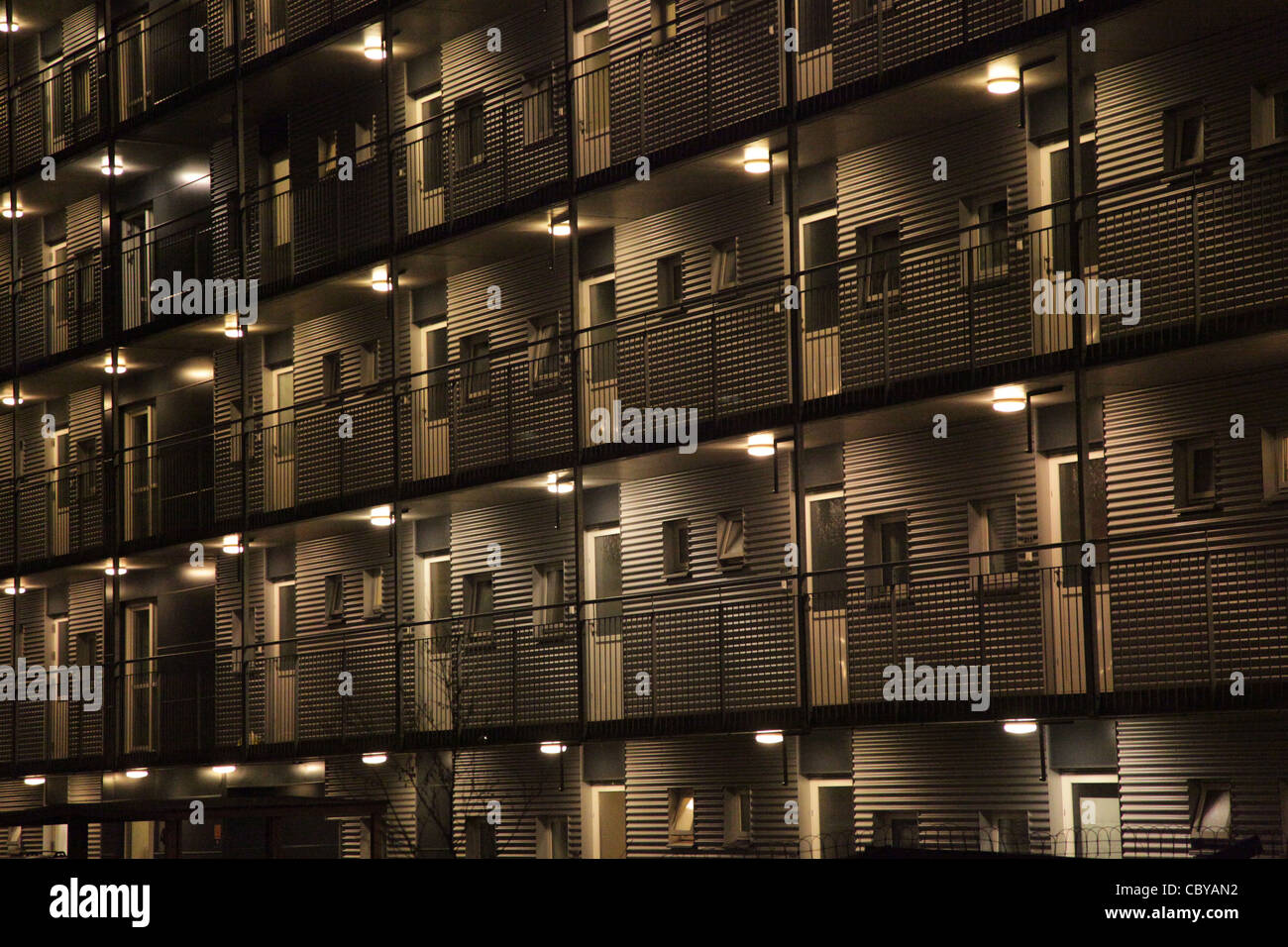 Apartment block at night in Reykjavik Stock Photo - Alamy