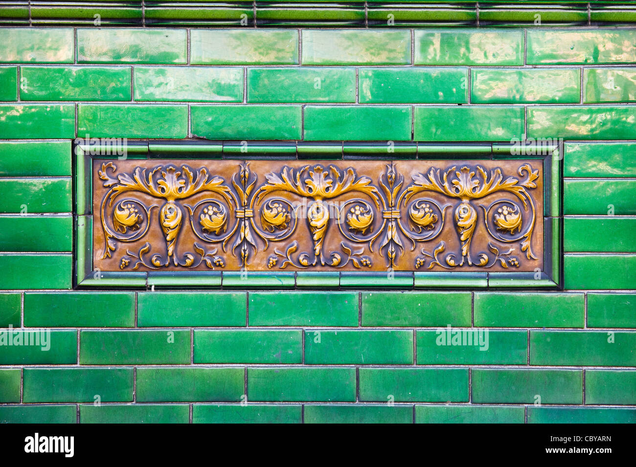 Colourful tiles on the outside wall of the "Green Bricks" pub on Humber ...