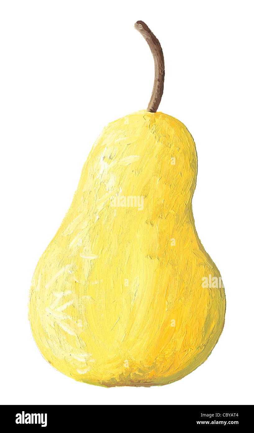 Acrylic illustration of juicy yellow pear Stock Photo - Alamy