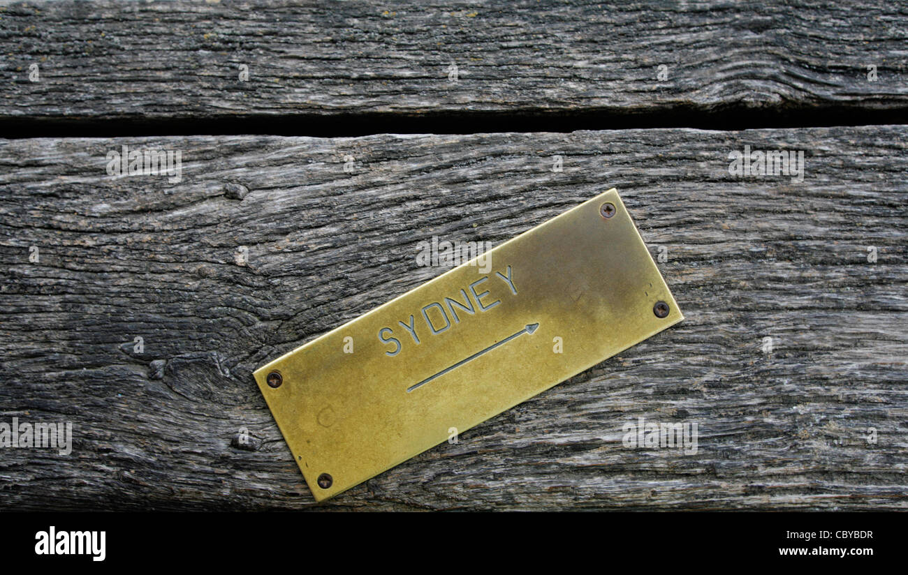 Metal sign showing distance to Sydney Stock Photo - Alamy