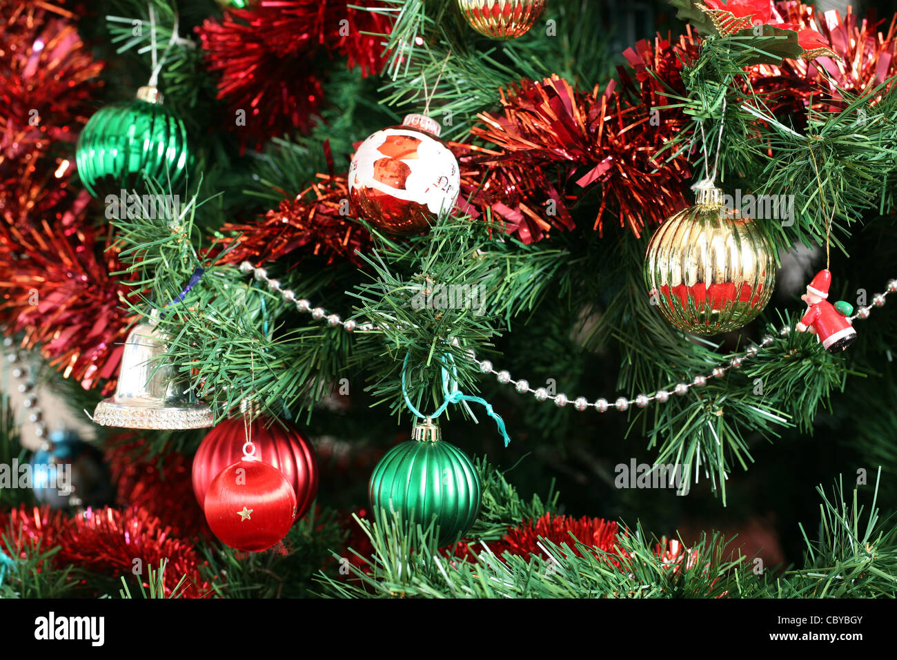 christmas decorations hanging on a tree Stock Photo - Alamy
