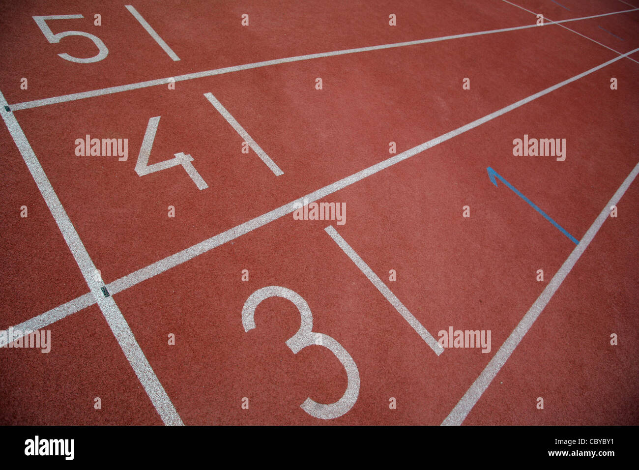 Running tracks on an athletic stadium, with numbers Stock Photo - Alamy