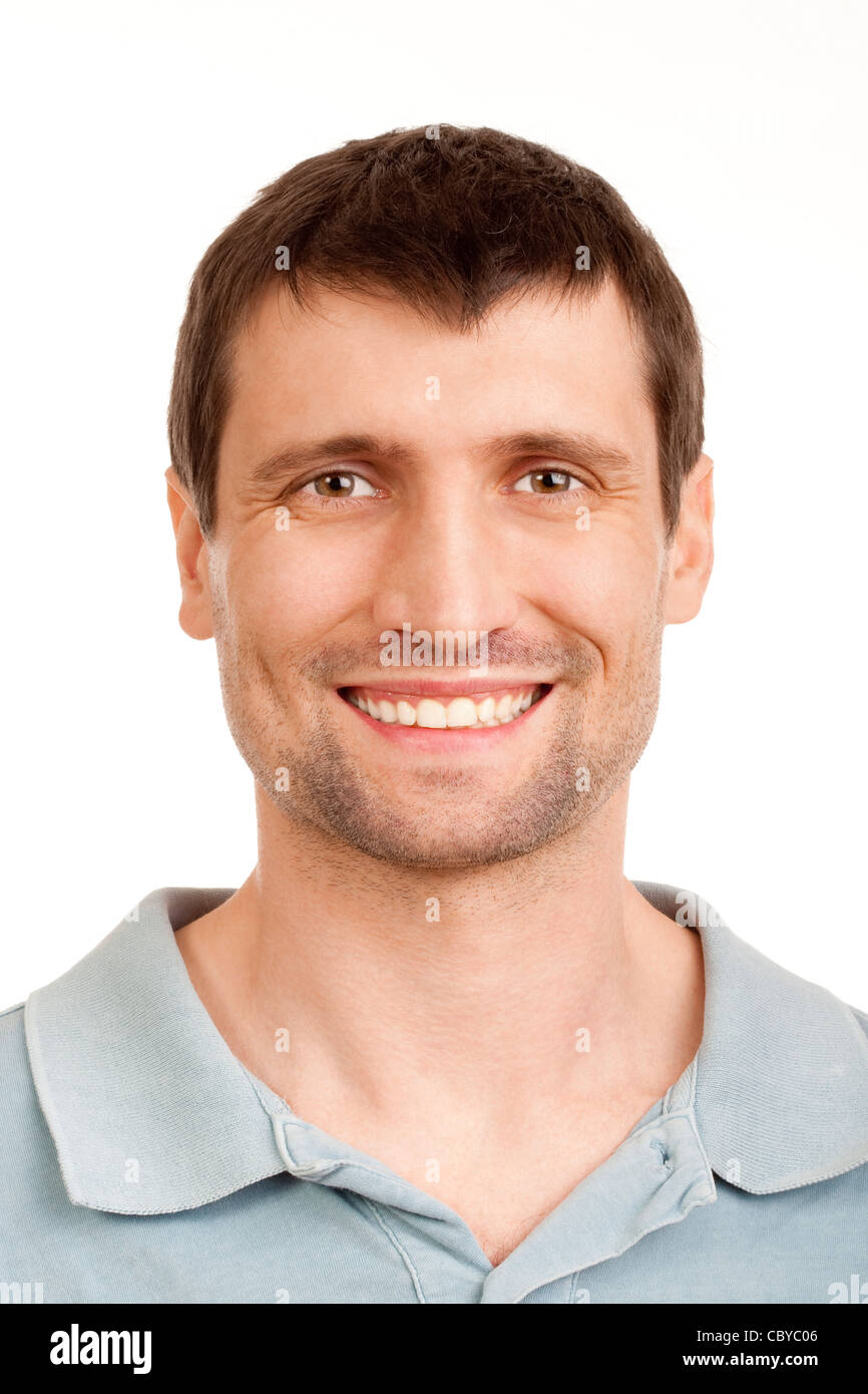 portrait of a man smiling - isolated on white Stock Photo - Alamy