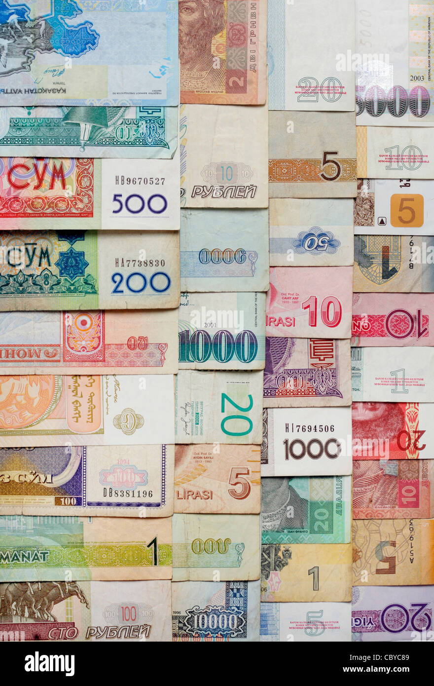 Close-up shot of various banknotes Stock Photo - Alamy