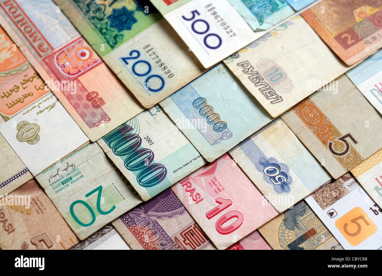 Close-up shot of various banknotes Stock Photo - Alamy