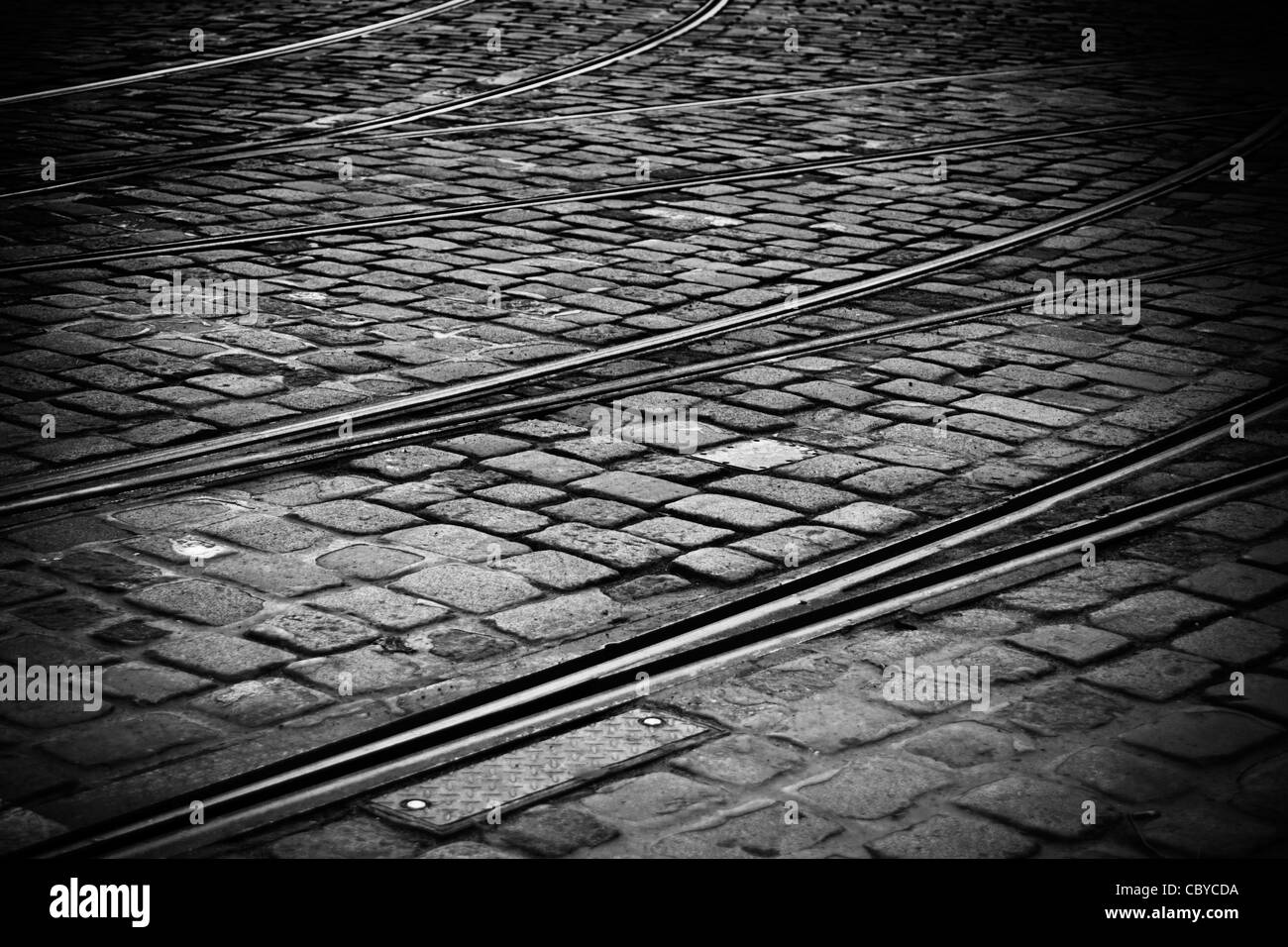 Old tramlines hi-res stock photography and images - Alamy