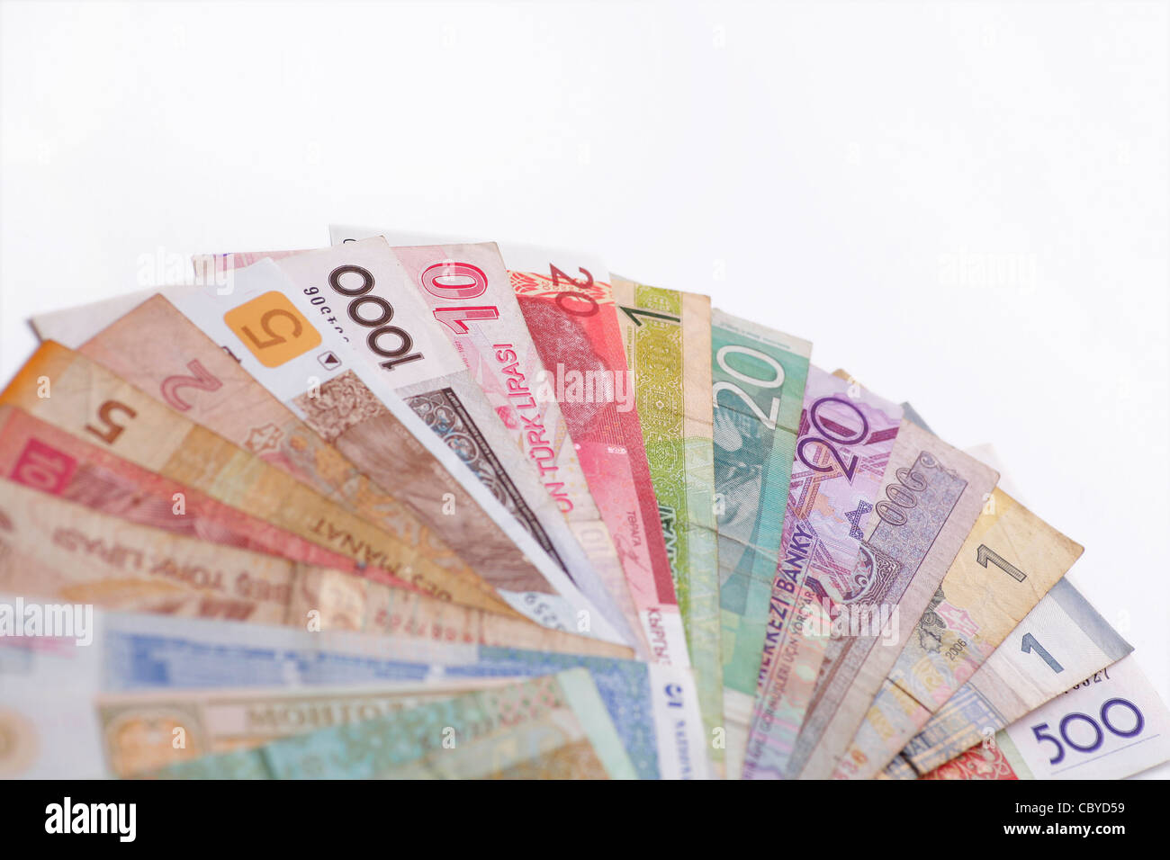 Arrangement of various banknotes Stock Photo - Alamy