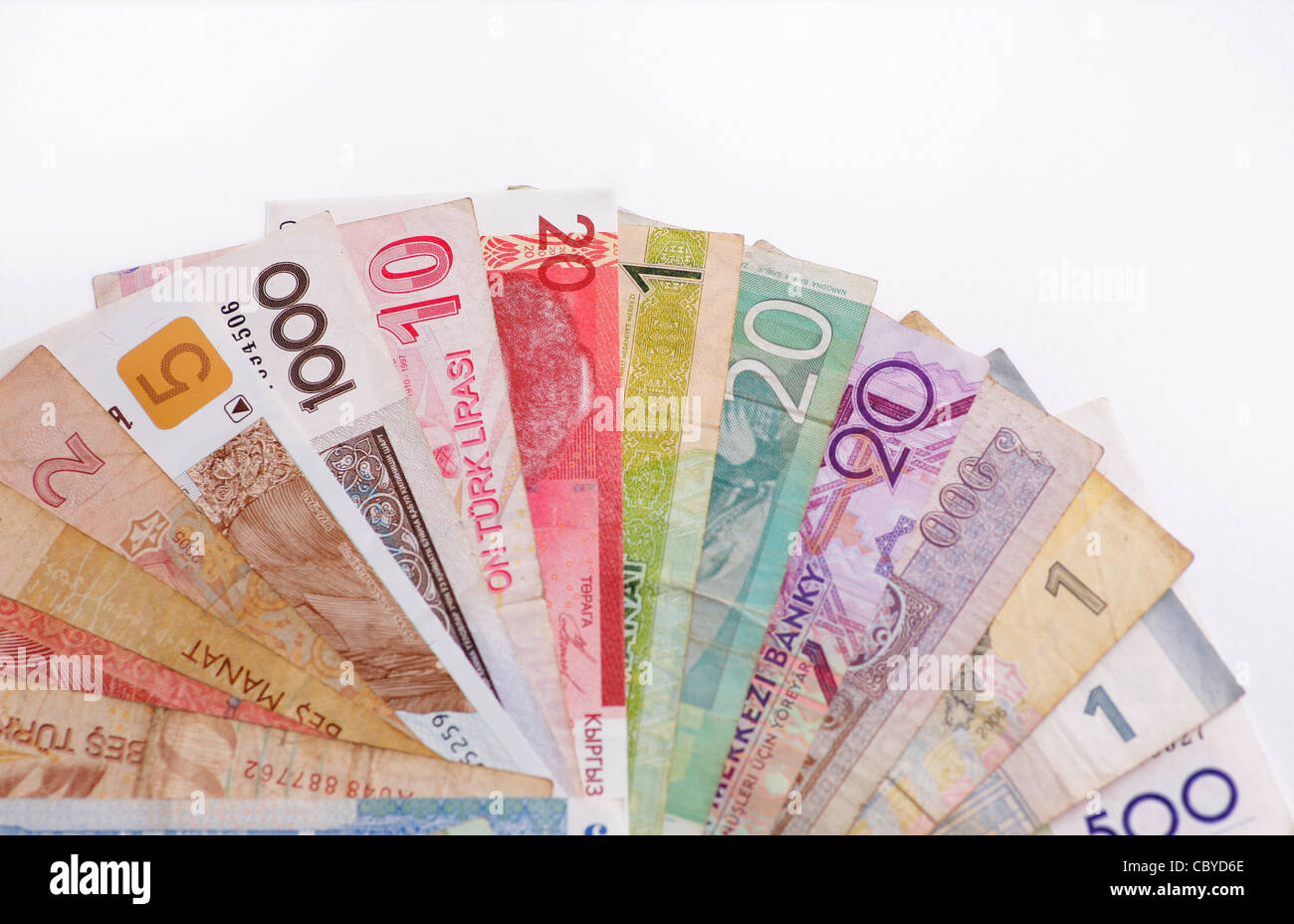 Arrangement of various banknotes Stock Photo - Alamy