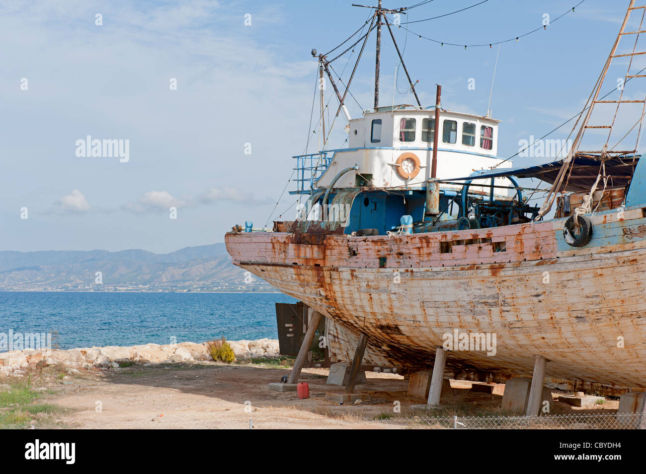 Boat in shipyard Stock Photo - Alamy