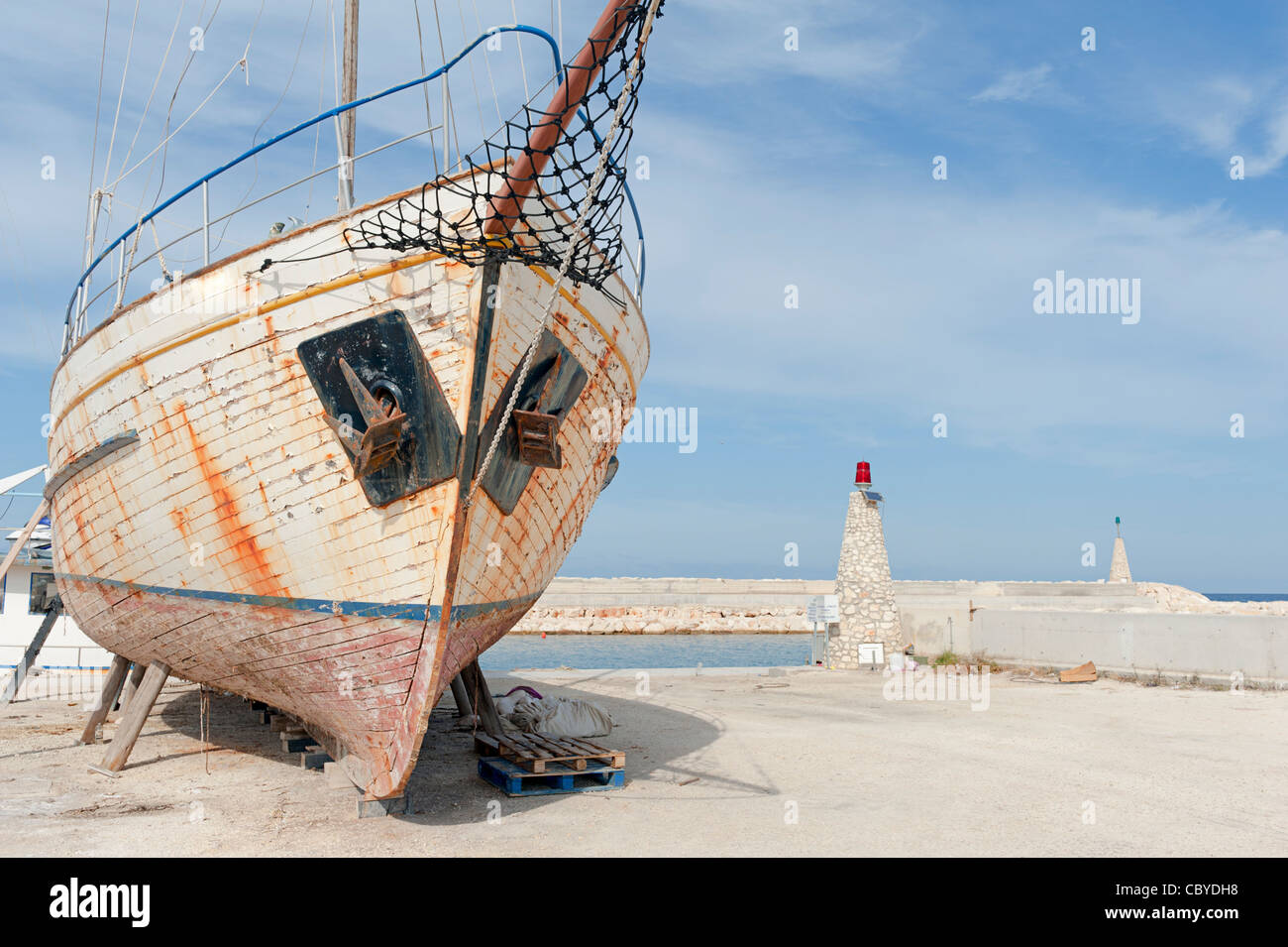 Boat in shipyard Stock Photo - Alamy