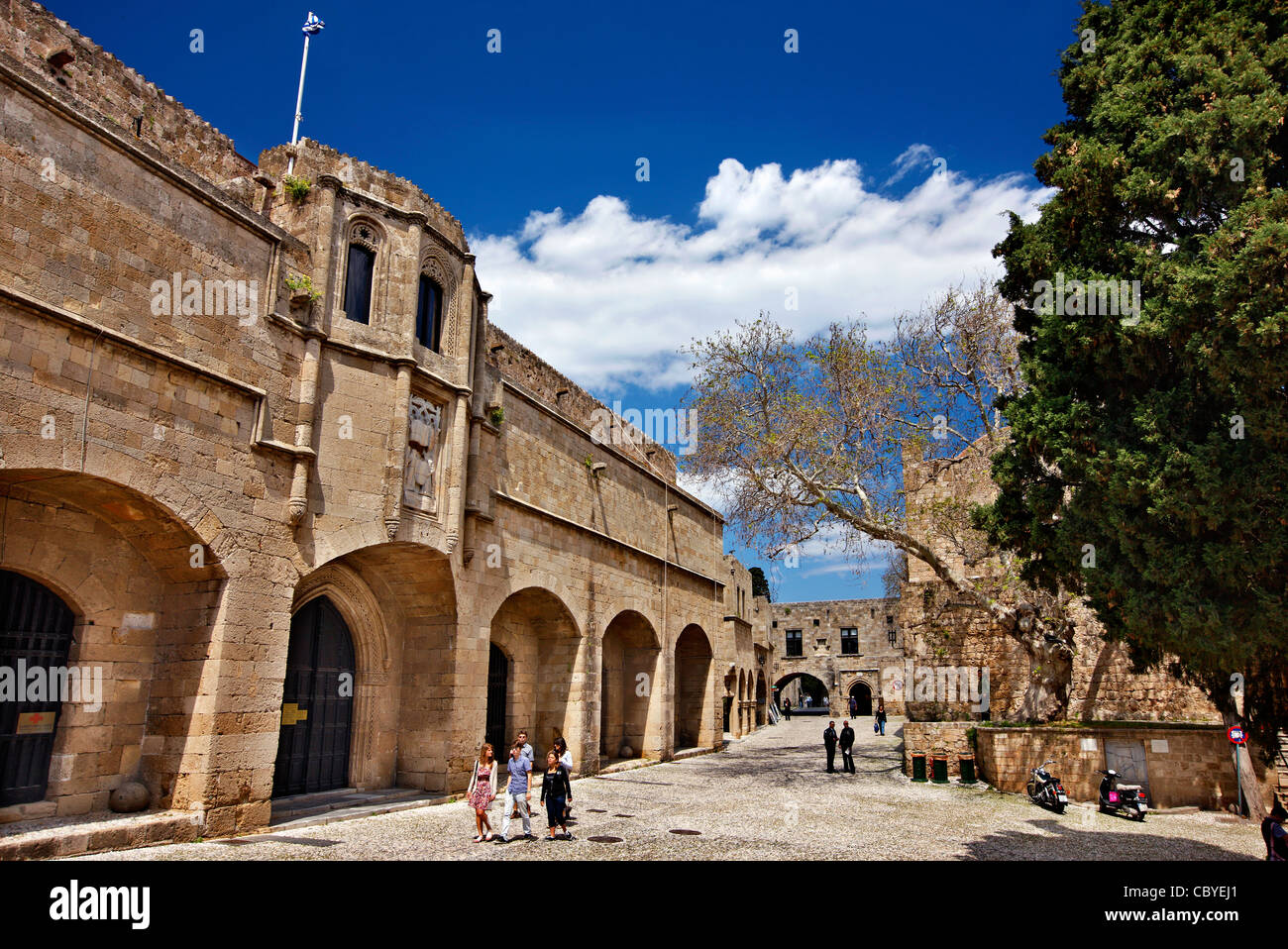 Exterior view of the Archaeological Museum of Rhodes (to the left ...