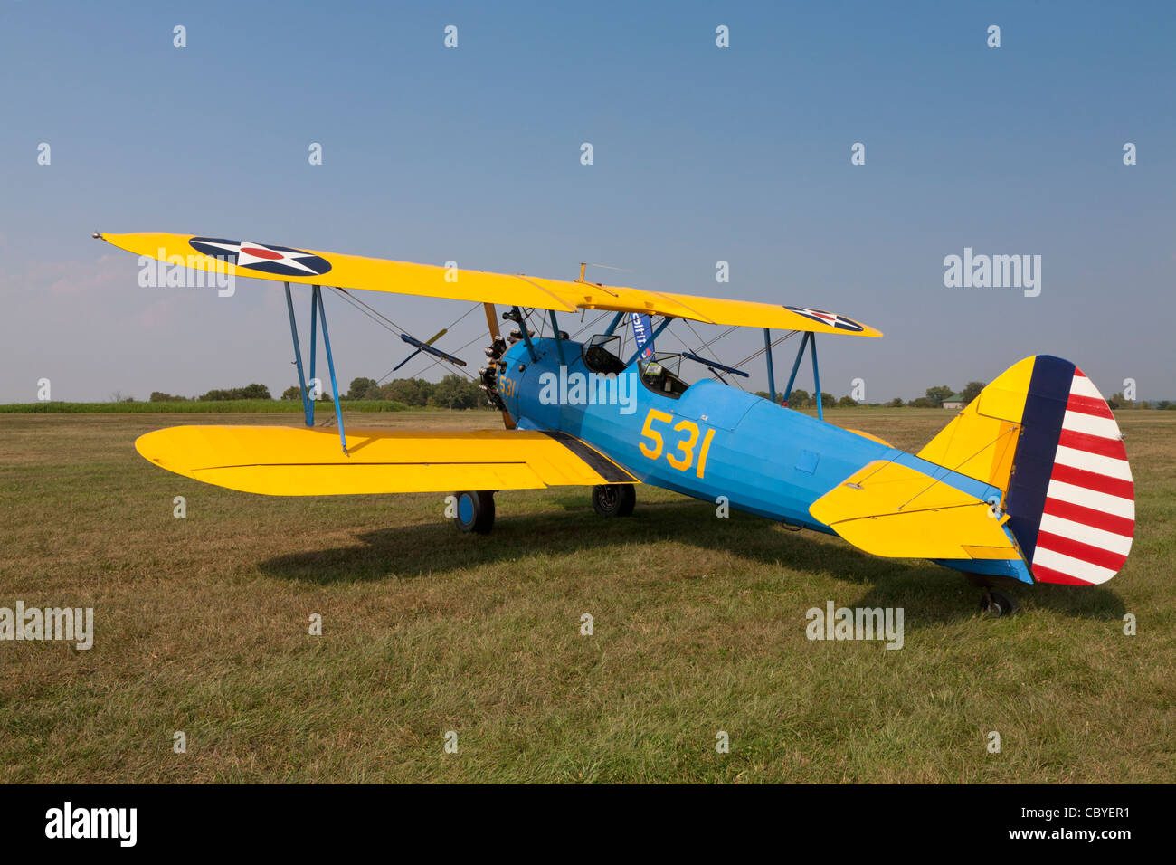 Old biplane at airshow Stock Photo - Alamy