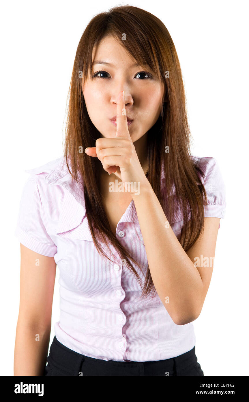 Shh finger on lip hi-res stock photography and images - Alamy