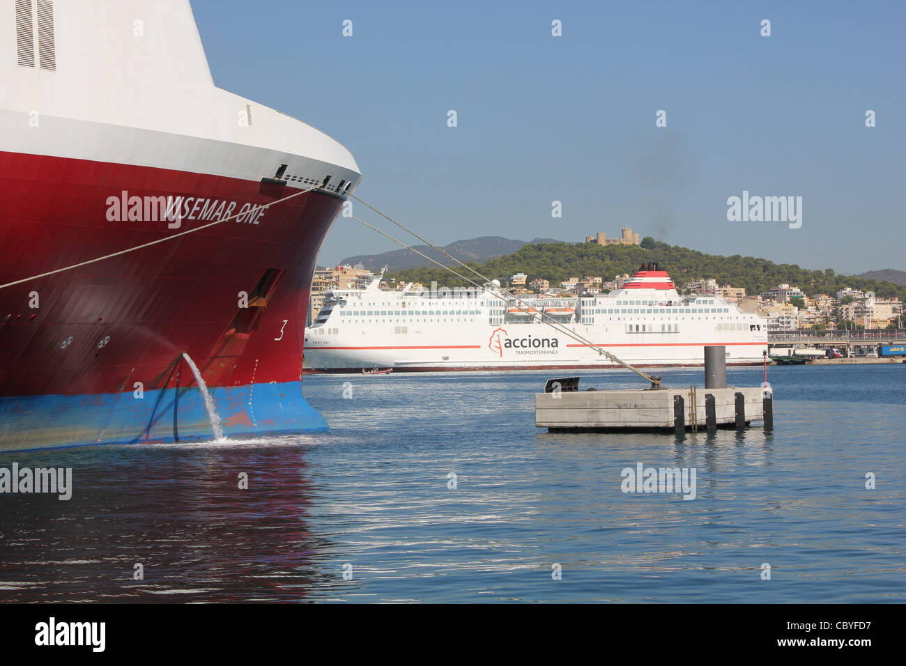Port panorama from under the bows of Ro-Ro cargo ferry "VISEMAR One ...