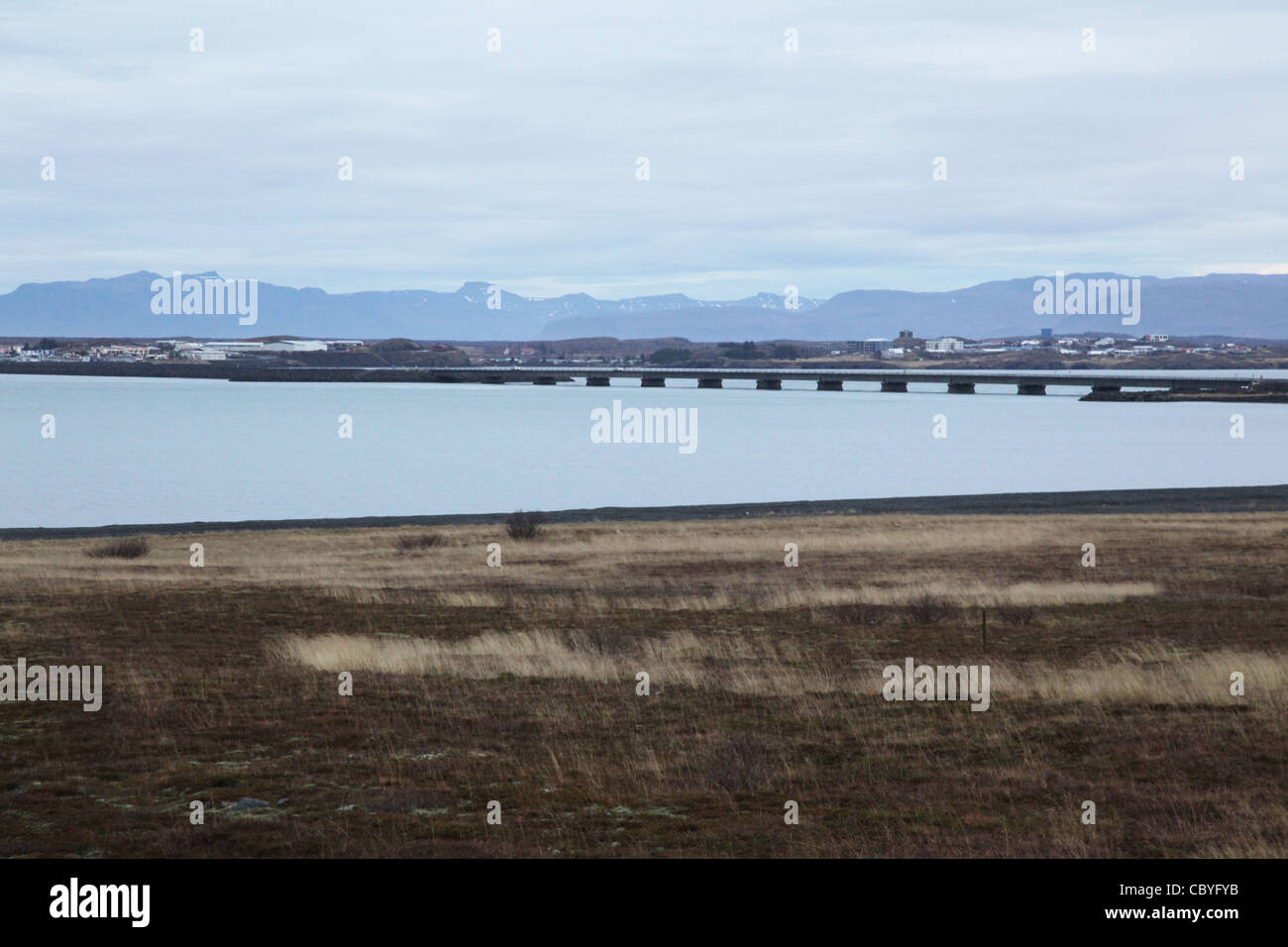 View of bridge leading to Akranes, Iceland Stock Photo - Alamy