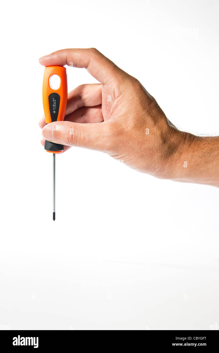 Screwdriver held by Hand Stock Photo - Alamy