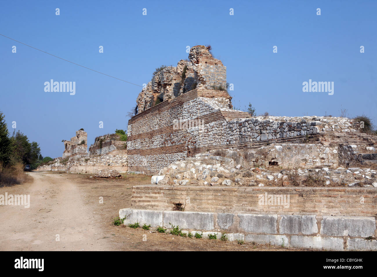 The early byzantine roman christian city walls of ancient Nicopolis ...