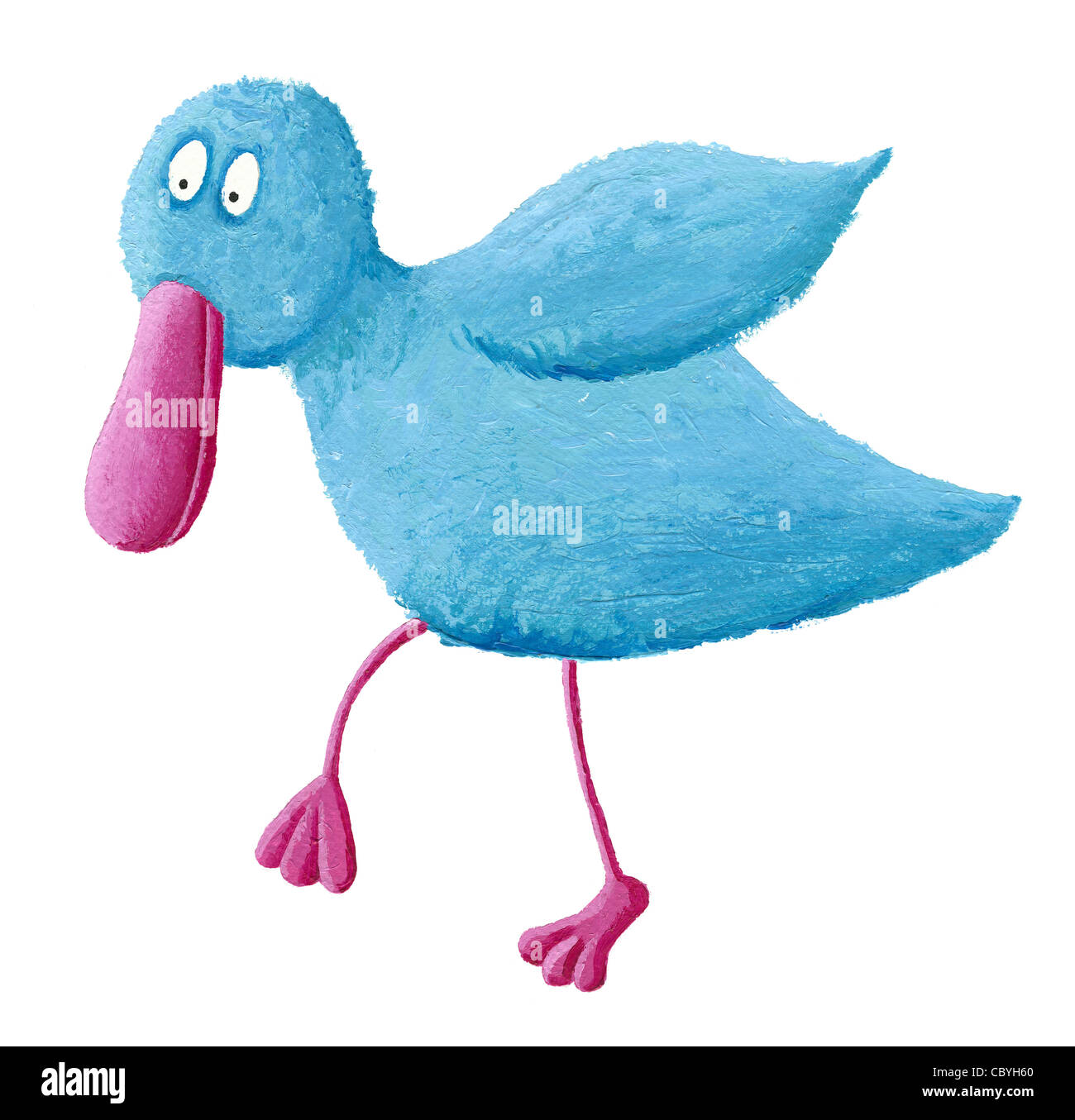 Acrylic illustration of funny blue bird Stock Photo - Alamy