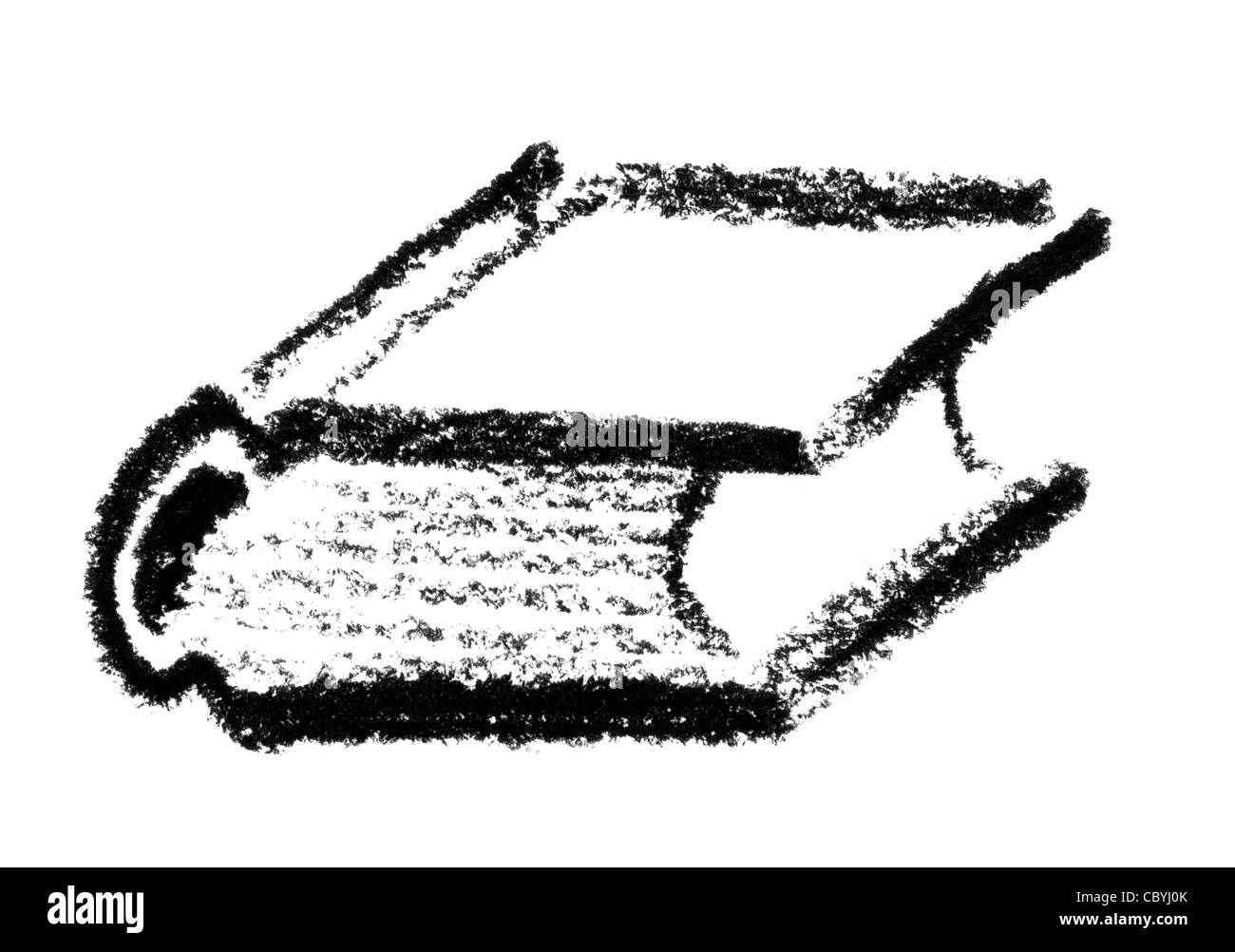 crayon-sketched book in white back Stock Photo - Alamy