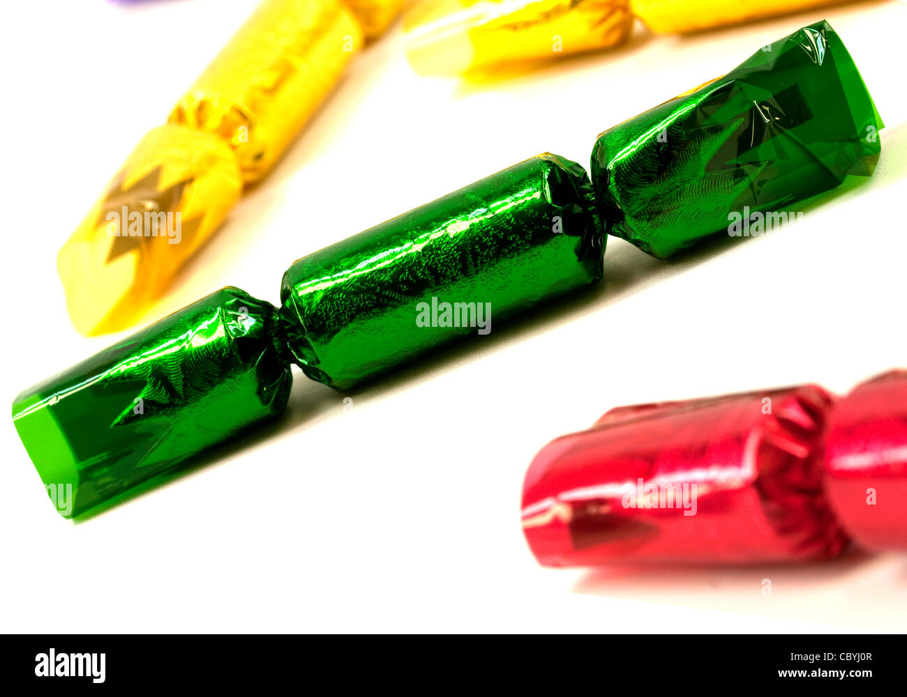 Colorful christmas crackers isolated on white background Stock Photo ...