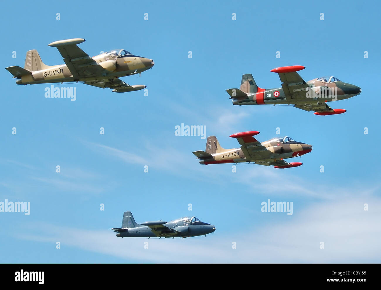 The four BAC Strikemasters of Team Viper displaying at the Cotswold Air ...