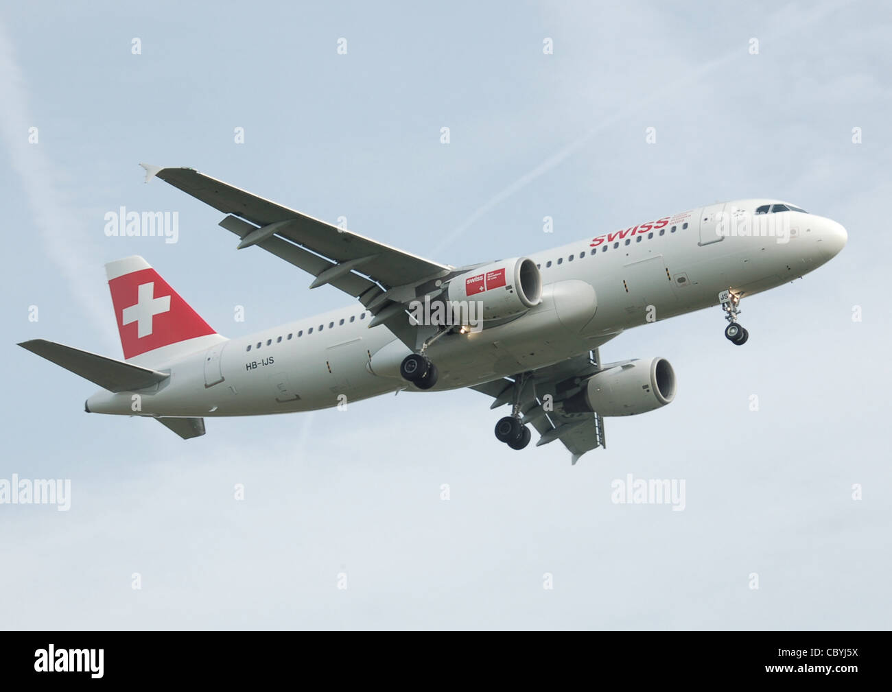 Swiss airbus a320 200 hb ijs lands at london heathrow airport hi-res ...