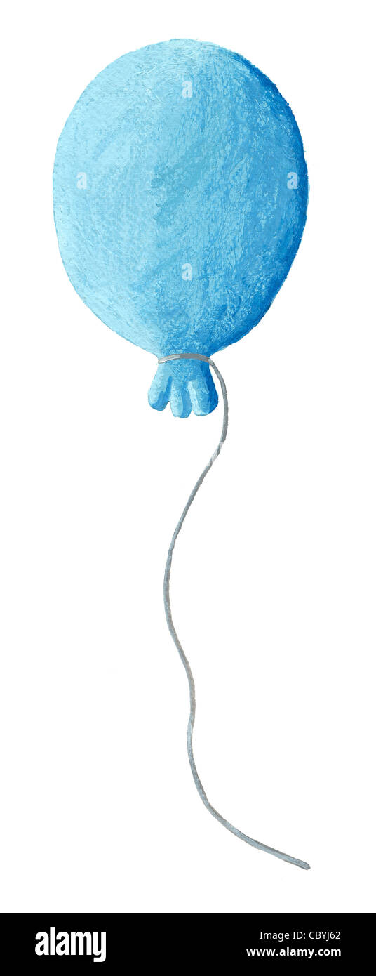Acrylic illustration of blue balloon Stock Photo - Alamy