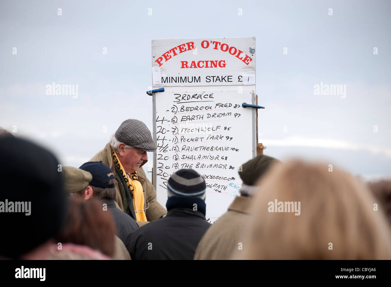 Bookie at a horse racing event in the UK. A point to point meeting ...