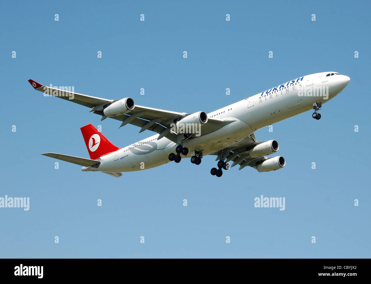 Turkish Airlines A340-300 (TC-JIH) lands at London Heathrow Airport ...