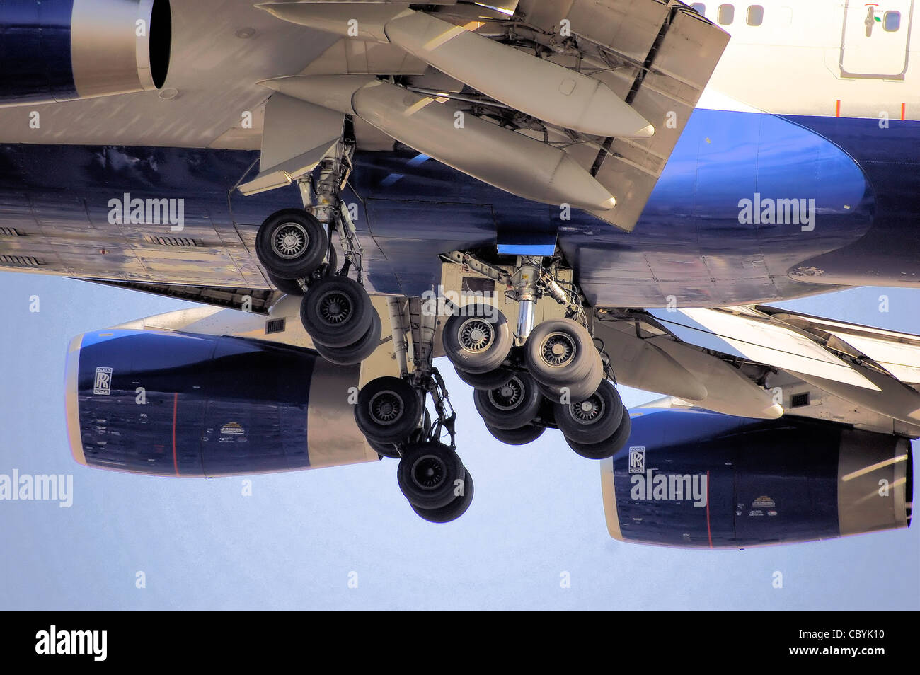 British Airways Boeing 747-400 (G-CIVX) main undercarriages during ...