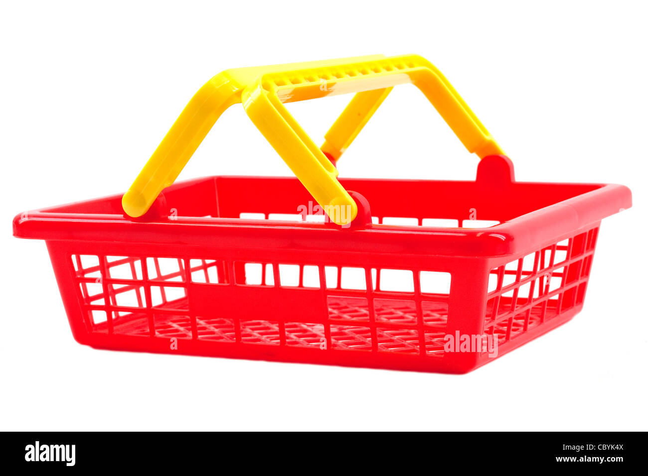 Red shopping basket isolated on white background Stock Photo - Alamy