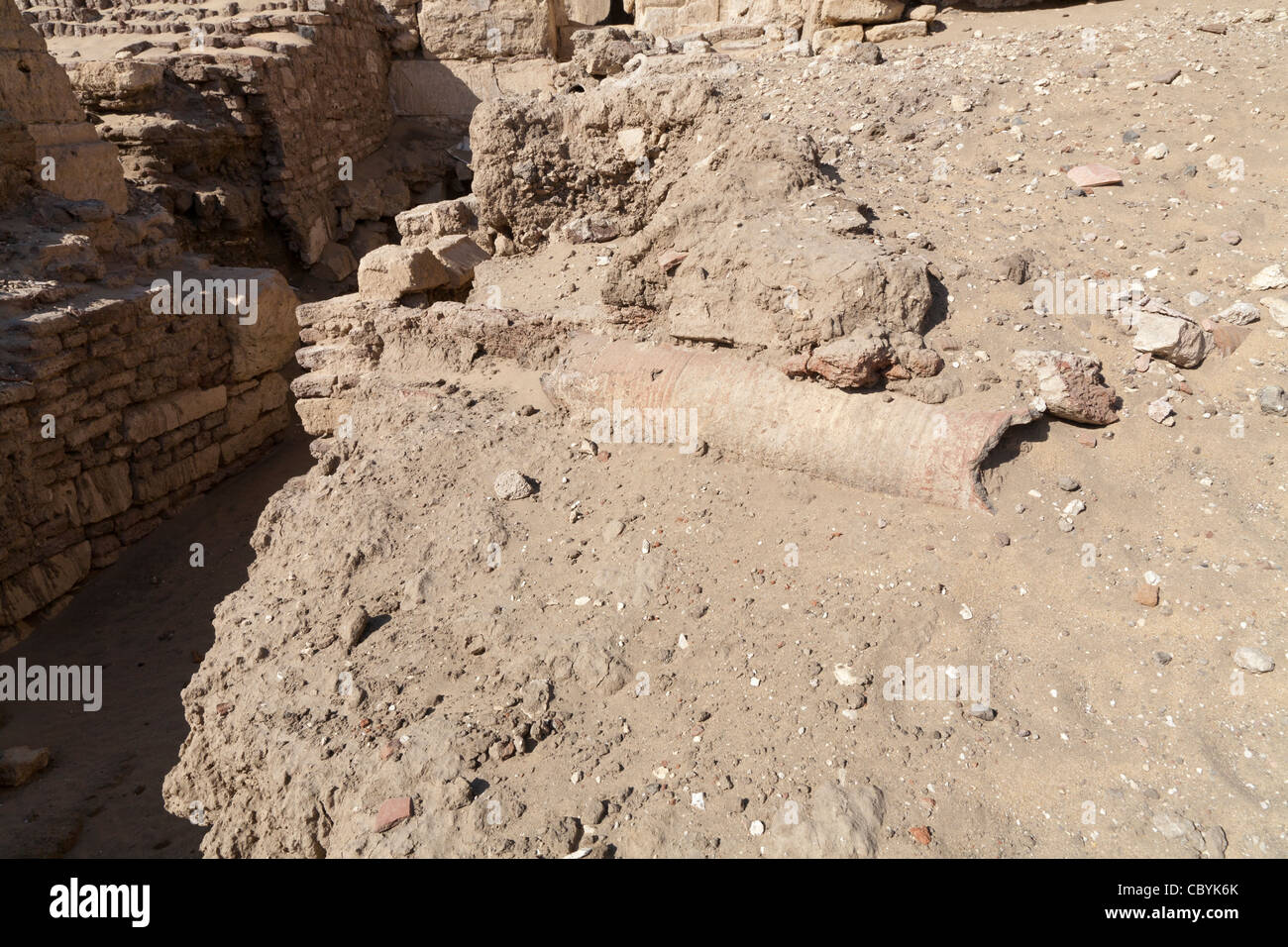 Exposed pipes at the Ptolemaic Temple in Wanina, southwest of Akhmim in ...